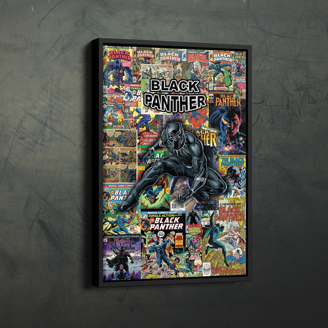 BLACK PANTHER Collage Art Poster Comics Canvas Wall Art Print Home ...