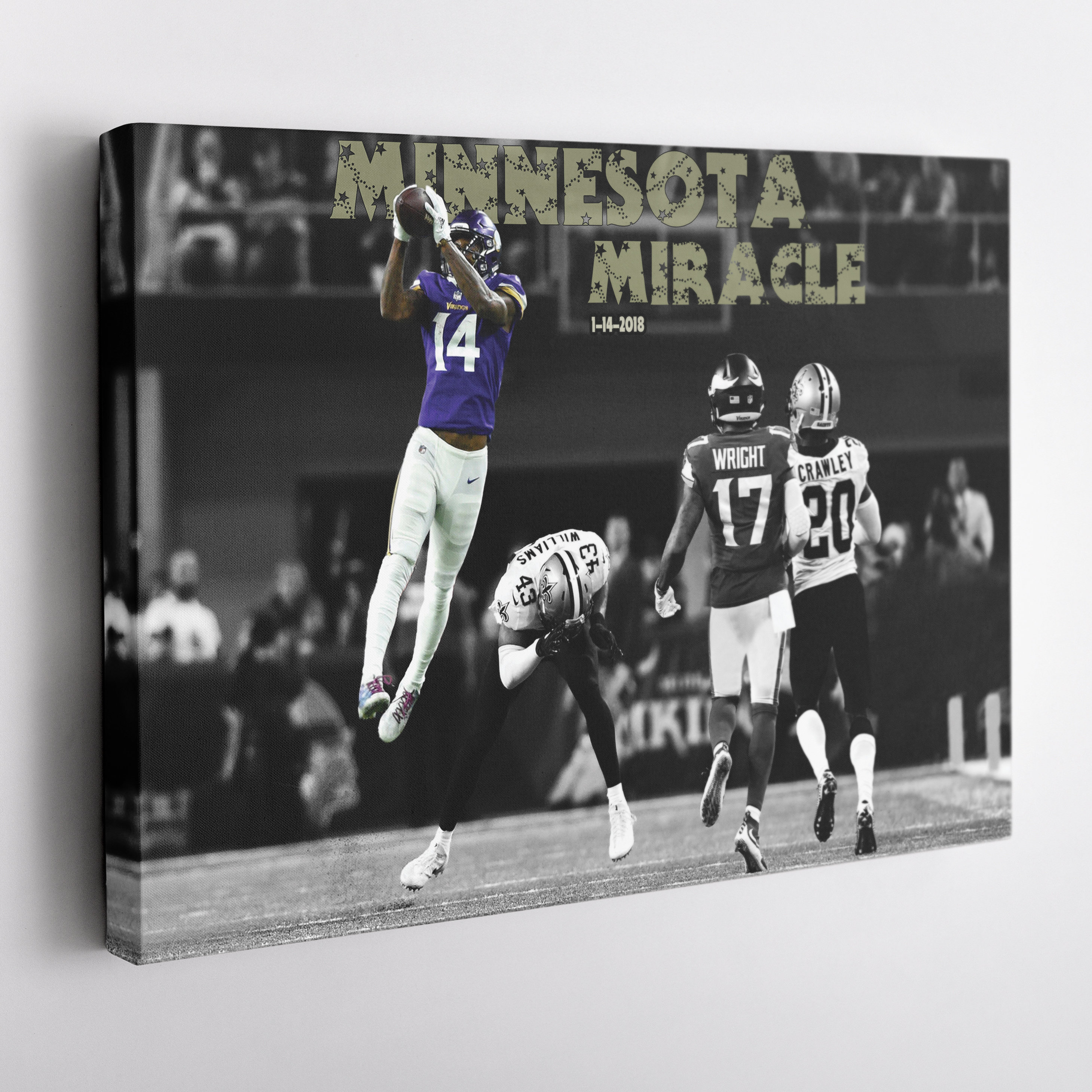Minnesota Miracle Poster Touchdown Vikings Saints Canvas Wall Art Home ...