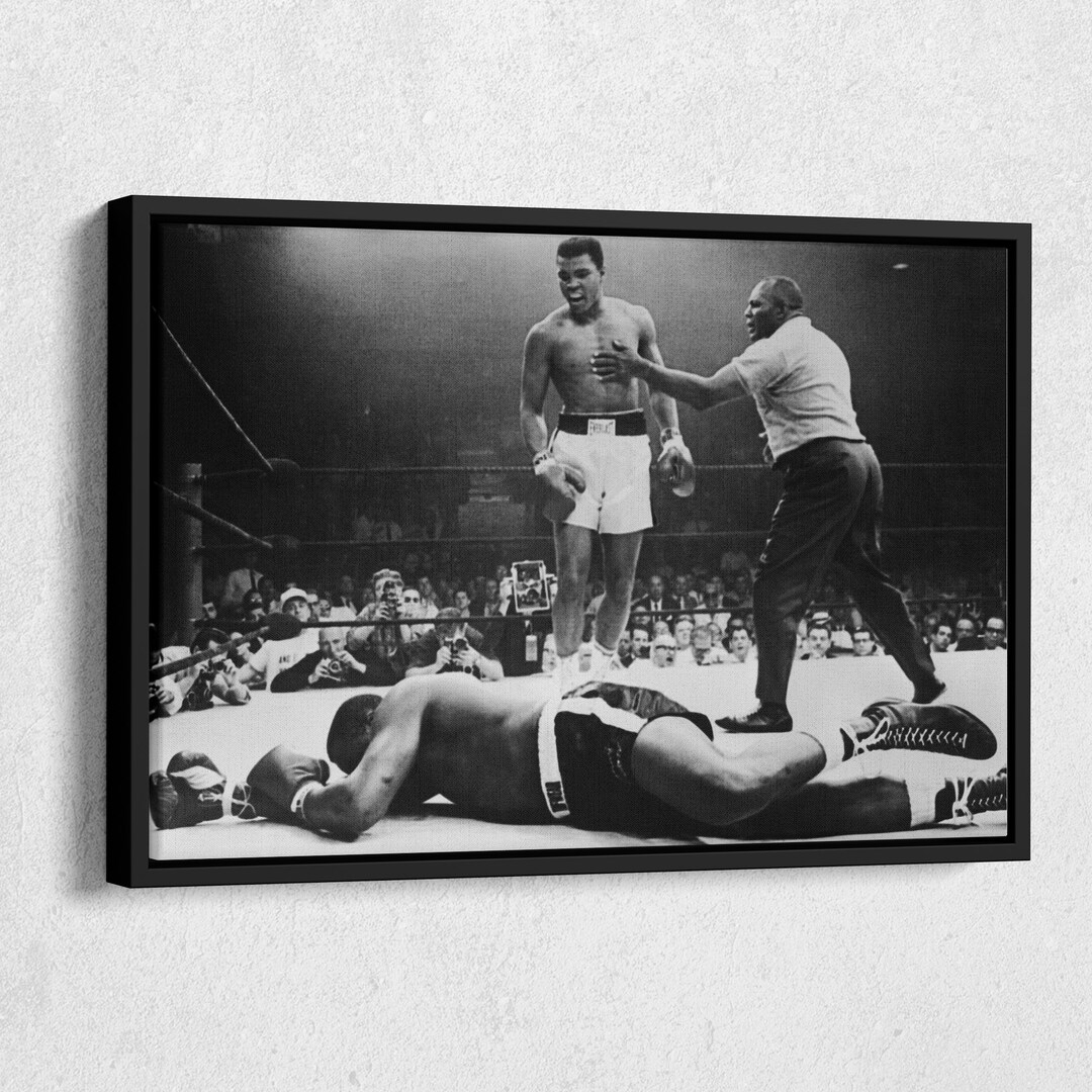 Muhammad Ali Poster Black and White Boxing Knock Out Canvas Wall Art ...