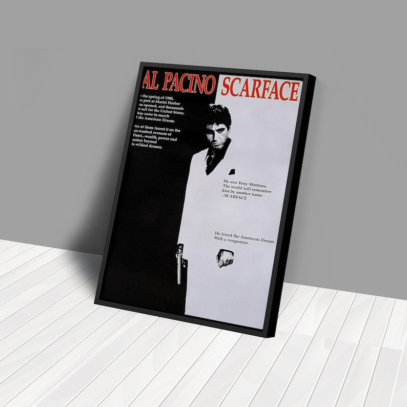 Scarface Poster Al Pacino Movie Poster Black and White Canvas Wall Art ...