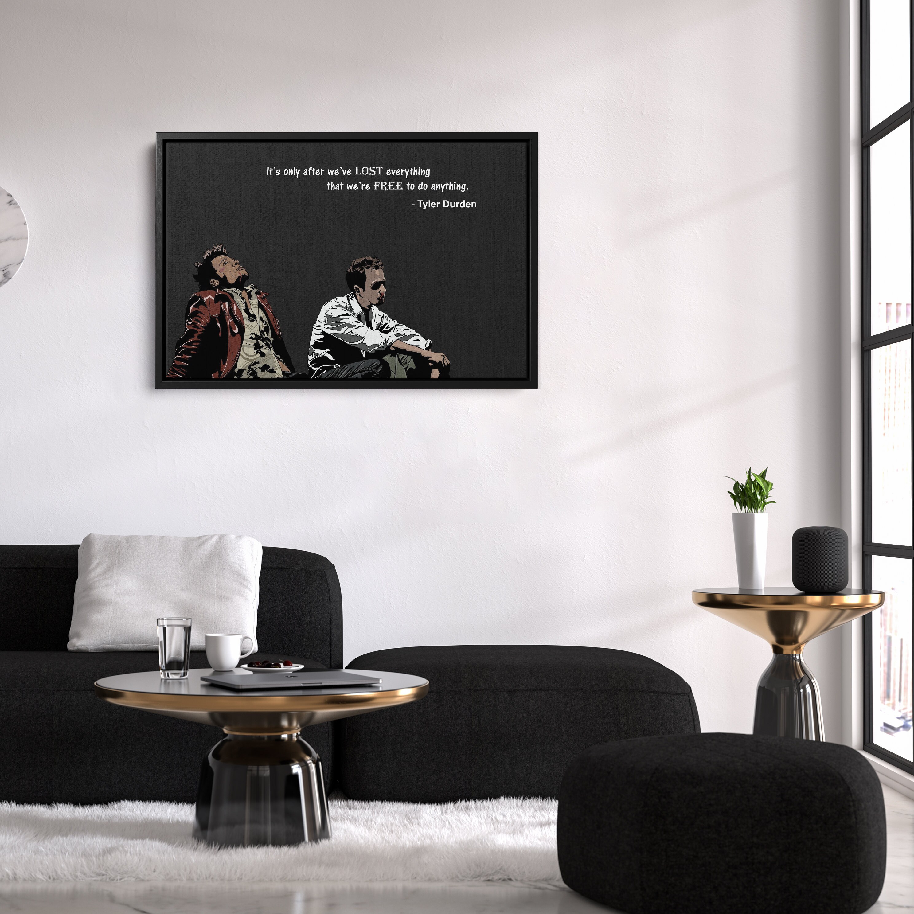 Fight Club Movie Poster With Tex Tyler Durden Wall Art Canvas Print ...