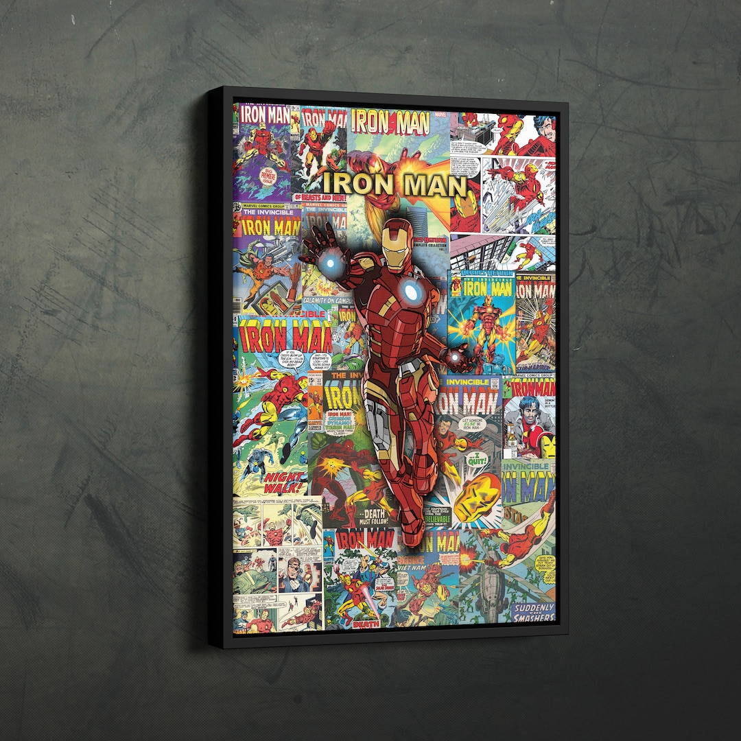 IRON MAN Collage Art Poster Comics Canvas Wall Art Print Home Decor ...