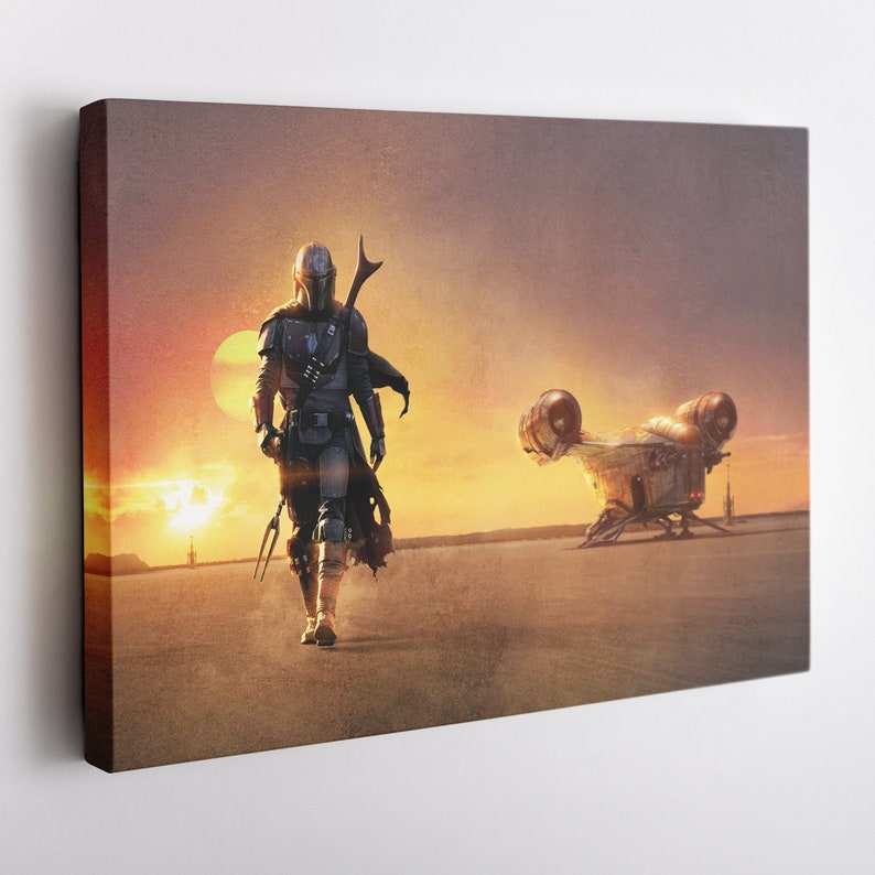 Star Wars Poster the Mandalorian Walking at Space Wall Art Canvas ...