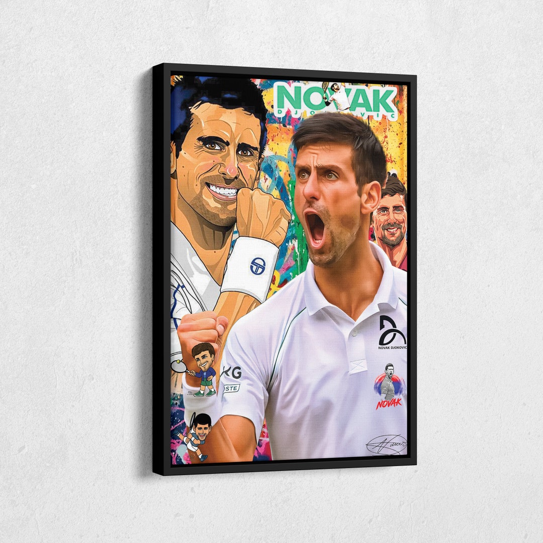 Novak Djokovic Poster Tennis Pop Art Canvas Wall Art Home Decor Print Framed Poster Man Cave ...