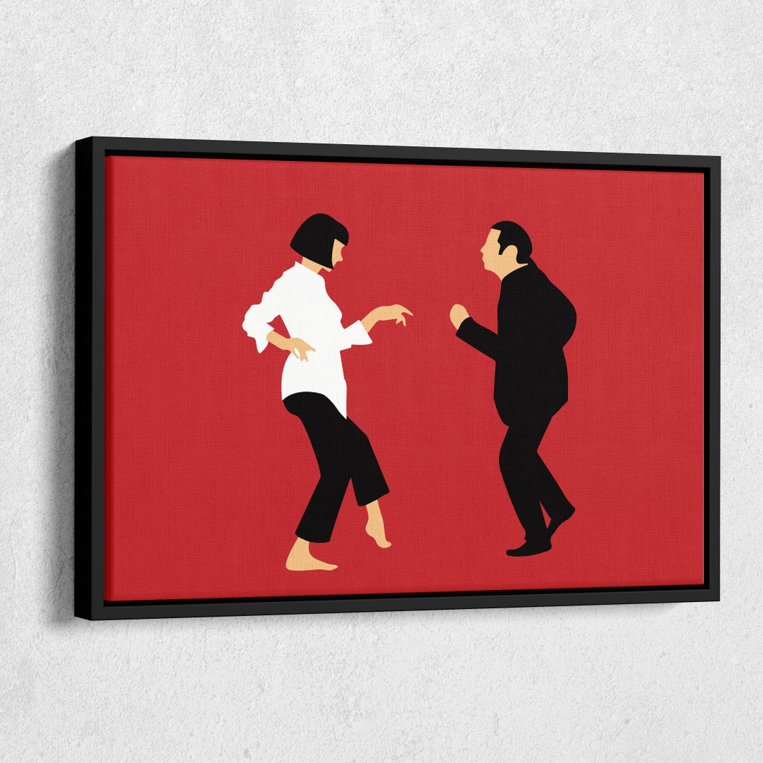 Pulp Fiction Poster Twist Dance Music Red Background Wall Art Canvas ...