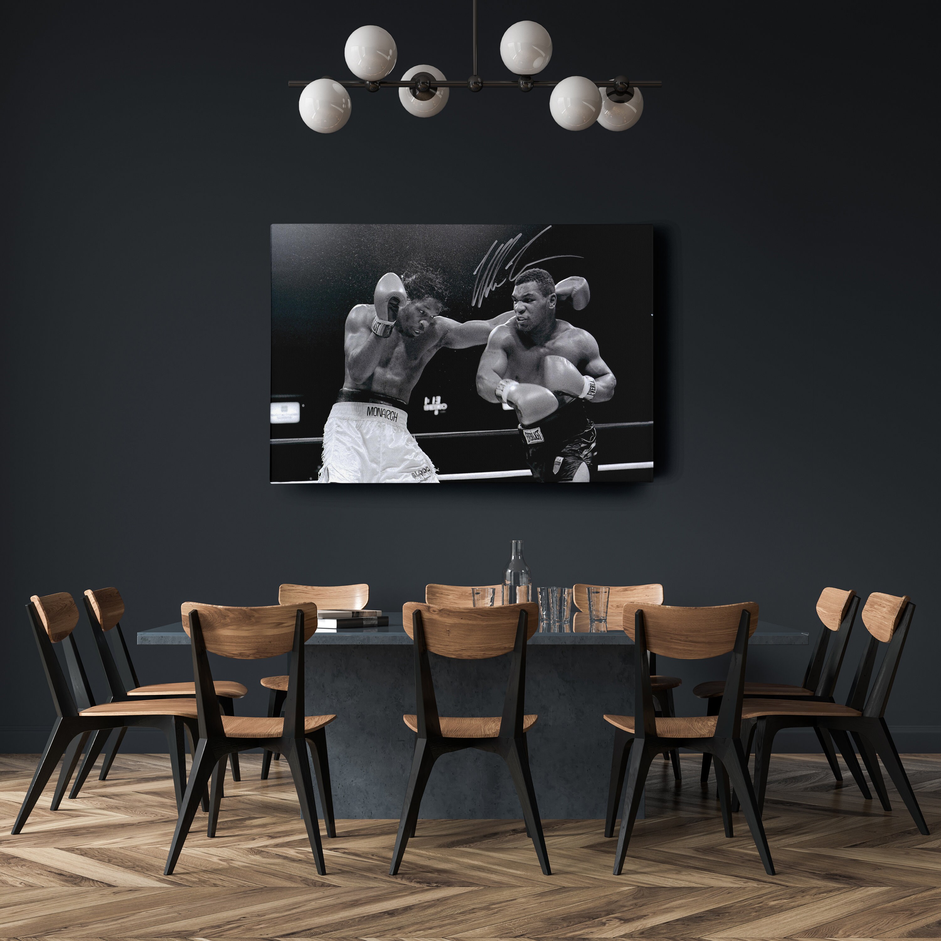 Mike Tyson Poster Boxing With Sign Black Kand White Canvas Wall Art Home Decor Framed Art - Etsy