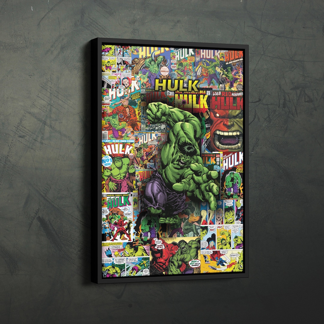 HULK Collage Art Poster Comics Canvas Wall Art Print Home Decor Framed ...