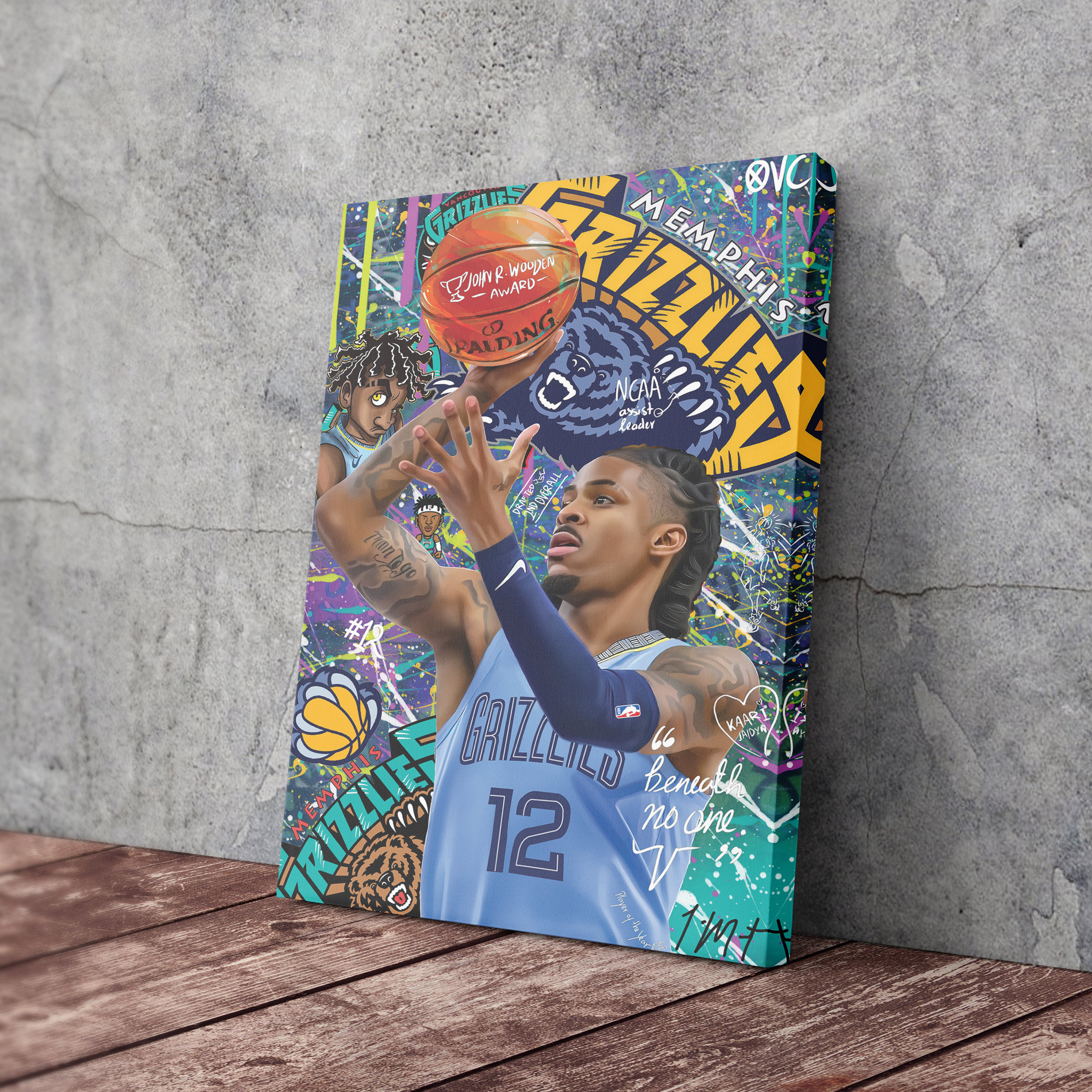 Ja Morant Poster Memphis Grizzlies NBA Pop Art Canvas Wall Art Home ...