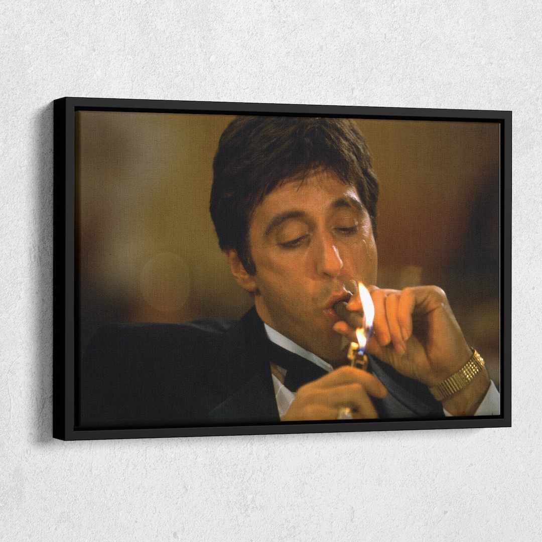 Scarface Tony Montana Poster Smoking Canvas Wall Art Home Decor Framed ...