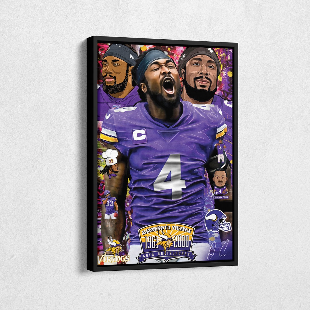 Dalvin Cook Poster Minnesota Vikings NFL Pop Art Canvas Wall Art Home ...
