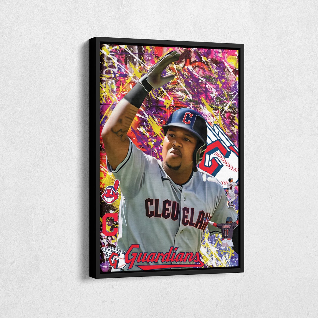 José Ramírez Poster Cleveland Guardians MLB Pop Art Canvas Wall Art ...
