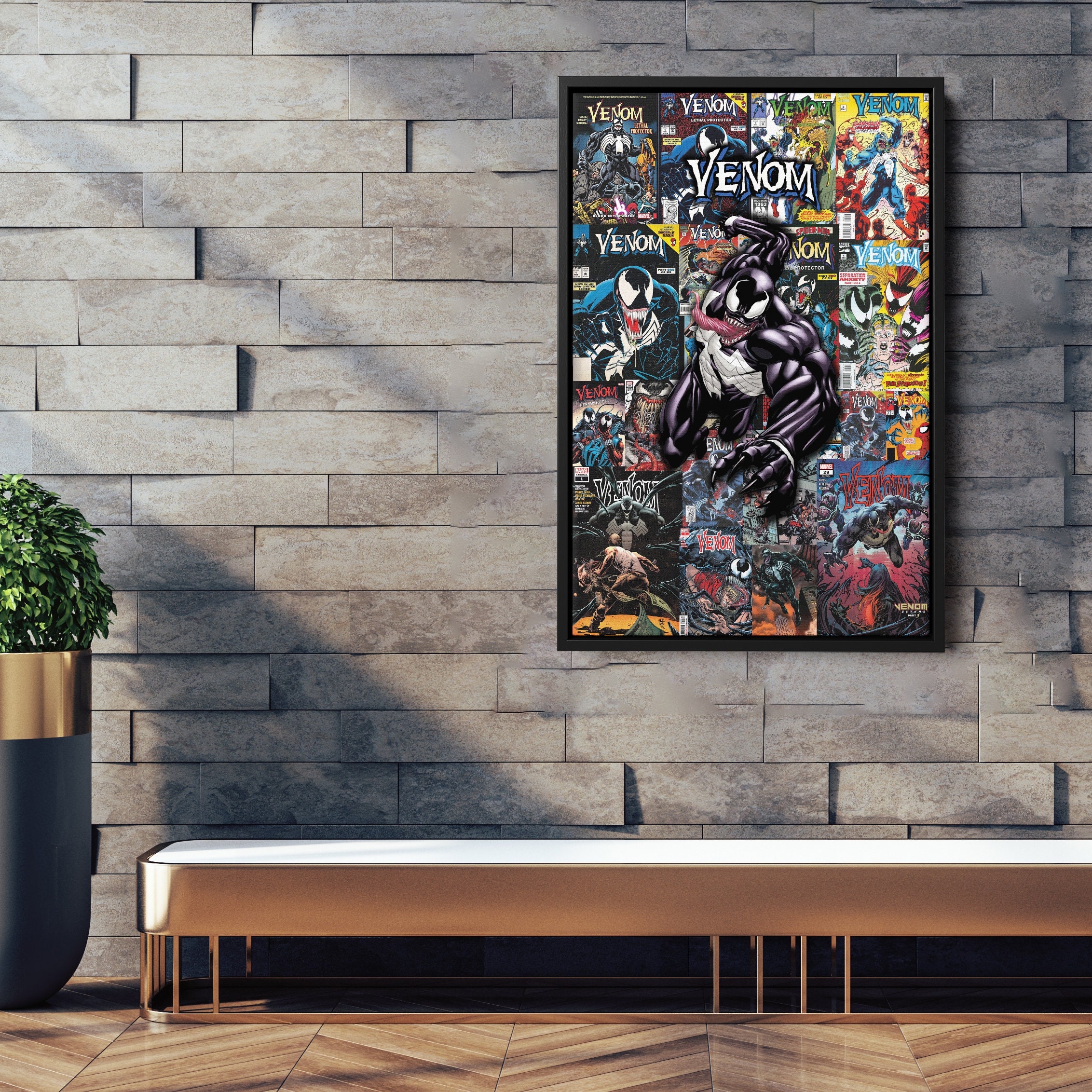 VENOM Collage Art Poster Comics Canvas Wall Art Print Home Decor Framed ...