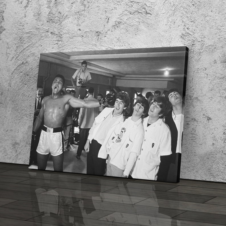 The Beatles and Muhammad Ali Poster Legends Canvas Wall Art Home Decor ...
