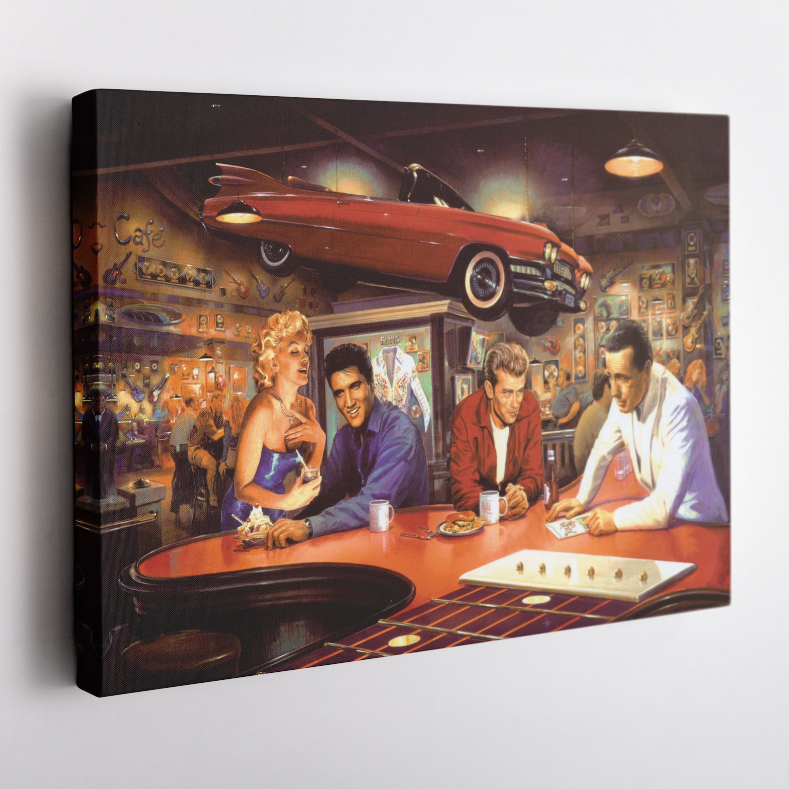Marilyn Monroe Elvis Presley James Dean at the Bar Leinwand Wand Kunst ...