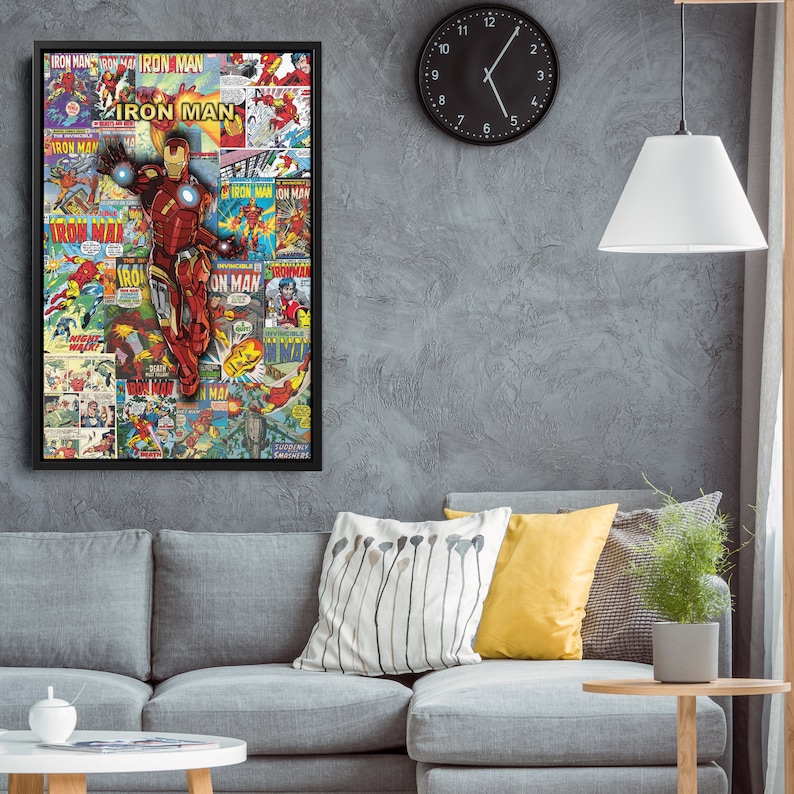 IRON MAN Collage Art Poster Comics Canvas Wall Art Print Home Decor ...