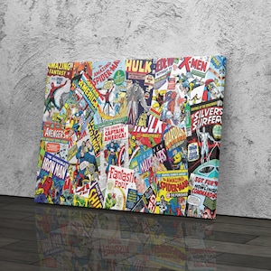 History of Comic Books Collage Canvas Wall Art Home Decor Framed Art - Etsy