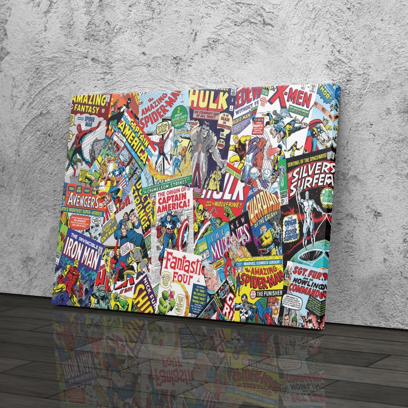 History of Comic Books Collage Canvas Wall Art Home Decor Framed Art - Etsy