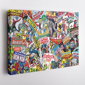 History of Comic Books Collage Canvas Wall Art Home Decor Framed Art - Etsy