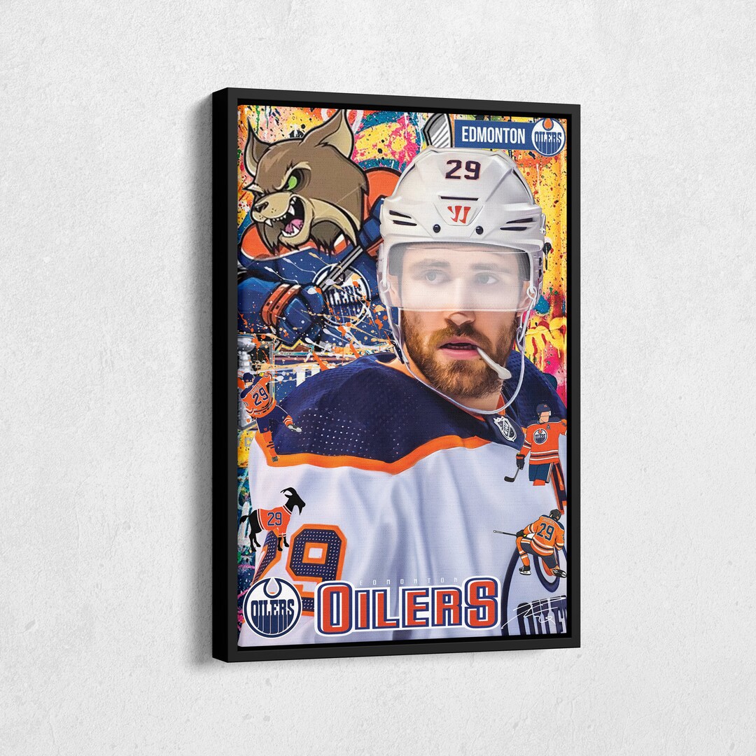 Leon Draisaitl Poster Edmonton Oilers NHL Pop Art Canvas Wall Art Home ...