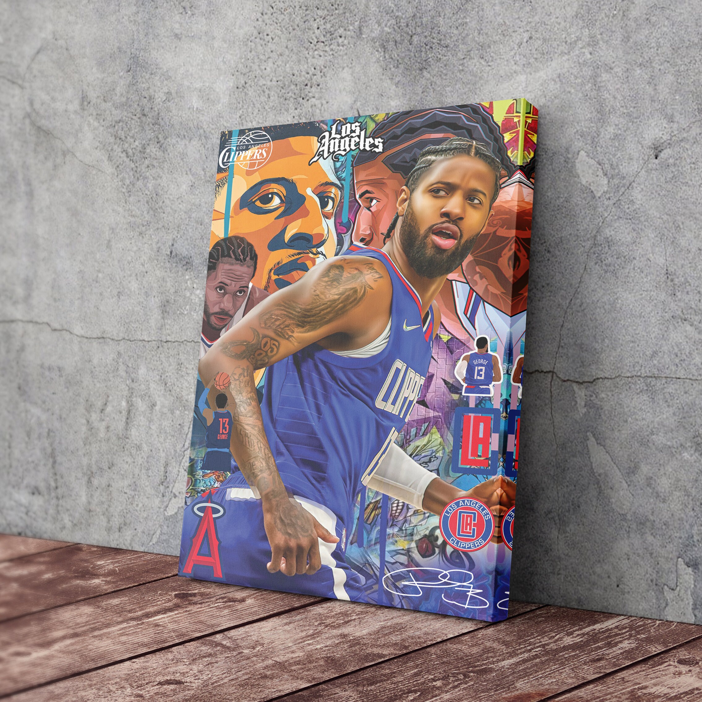 Paul George Poster Los Angeles Clippers NBA Pop Art Canvas Wall Art ...