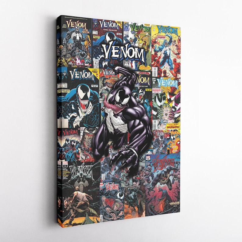 VENOM Collage Art Poster Comics Canvas Wall Art Print Home Decor Framed ...