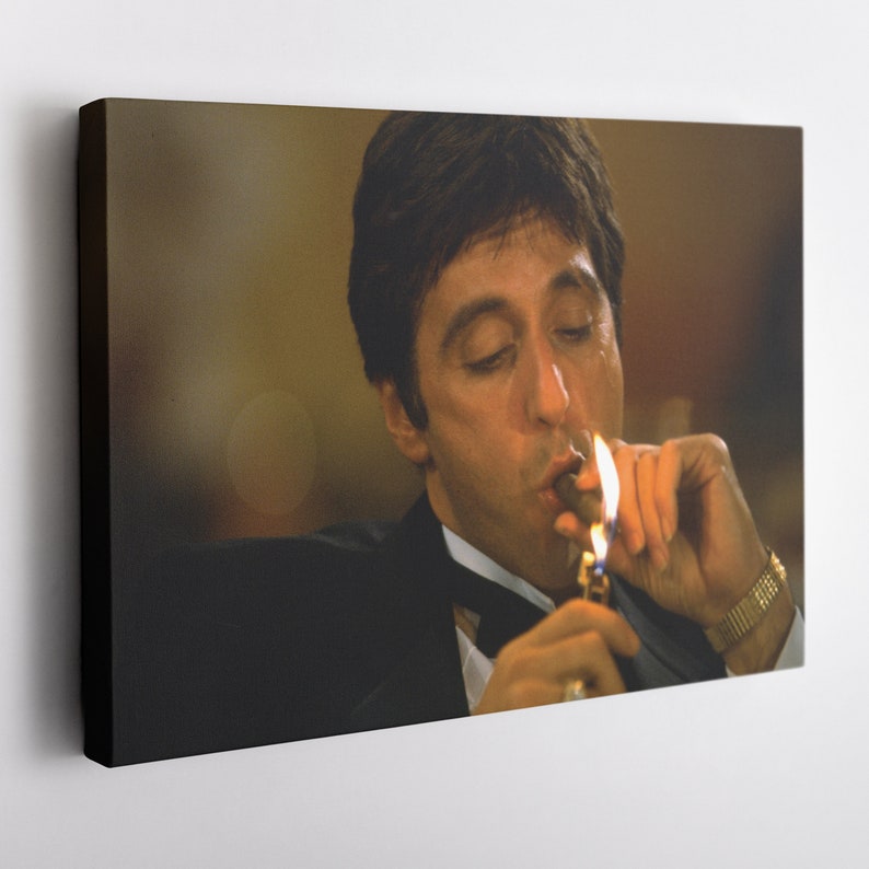 Scarface Tony Montana Poster Smoking Canvas Wall Art Home Decor Framed ...