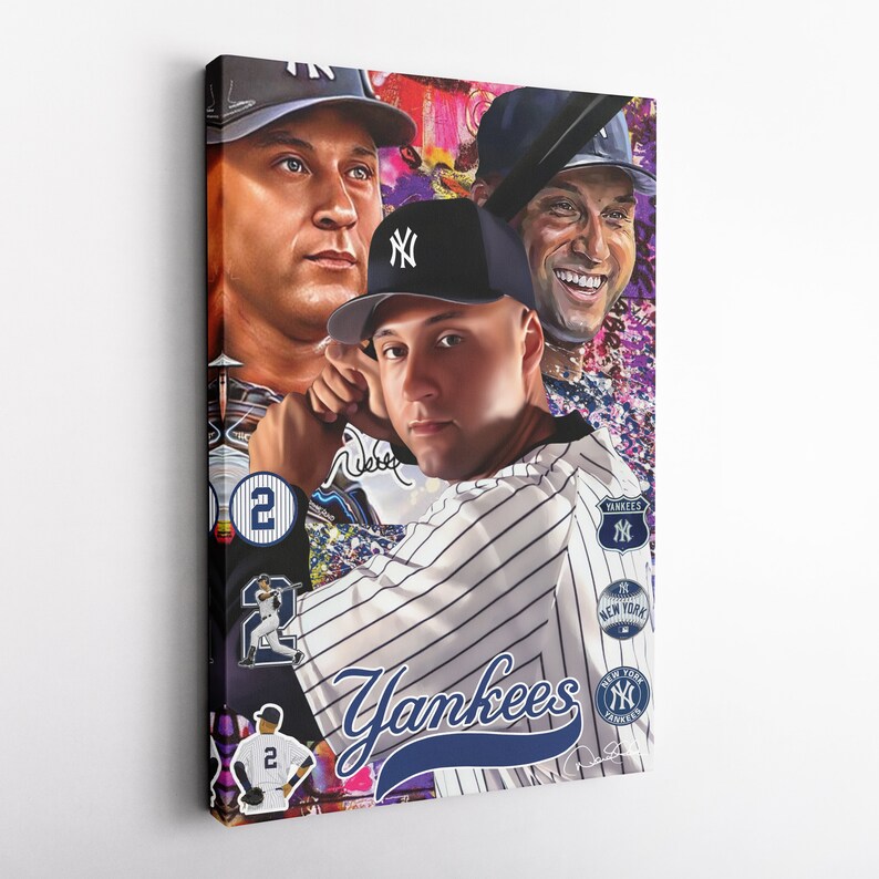 Derek Jeter Poster New York Yankees MLB Pop Art Canvas Wall Art Home ...