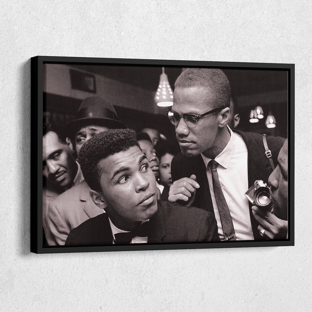 Malcom X and Muhammad Ali Poster Black and White Canvas Wall Art Home ...