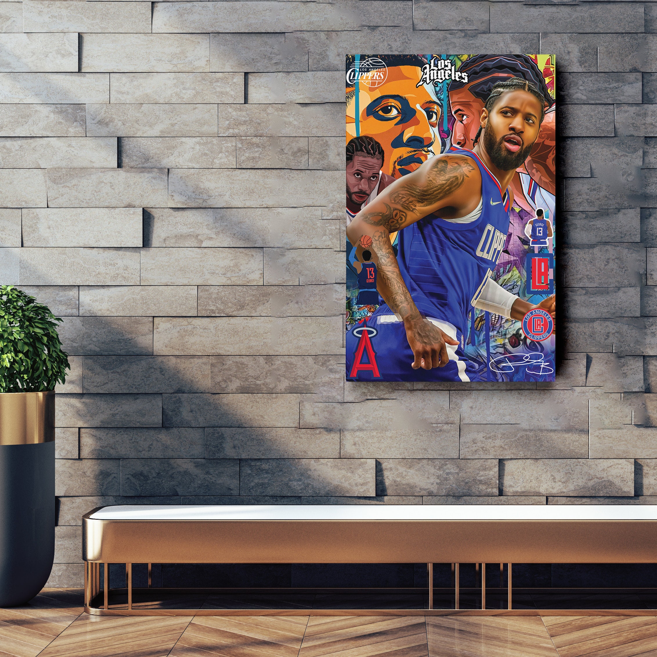 Paul George Poster Los Angeles Clippers NBA Pop Art Canvas Wall Art ...