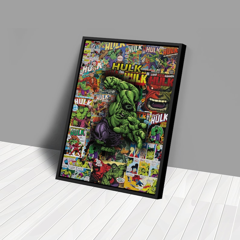 HULK Collage Art Poster Comics Canvas Wall Art Print Home Decor Framed ...