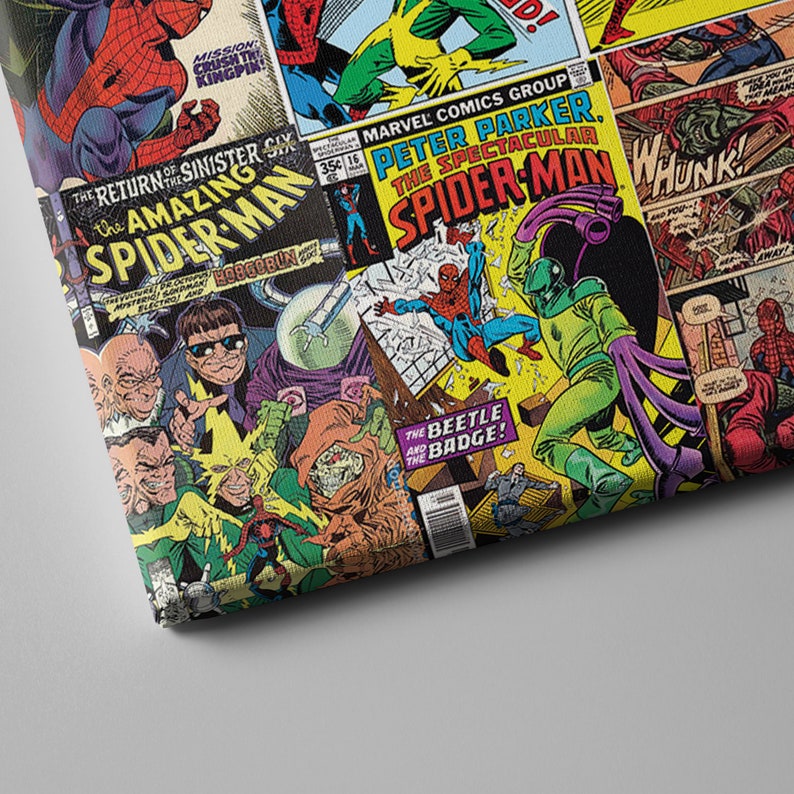 SPIDER-MAN Collage Art Poster Comics Canvas Wall Art Print Home Decor ...