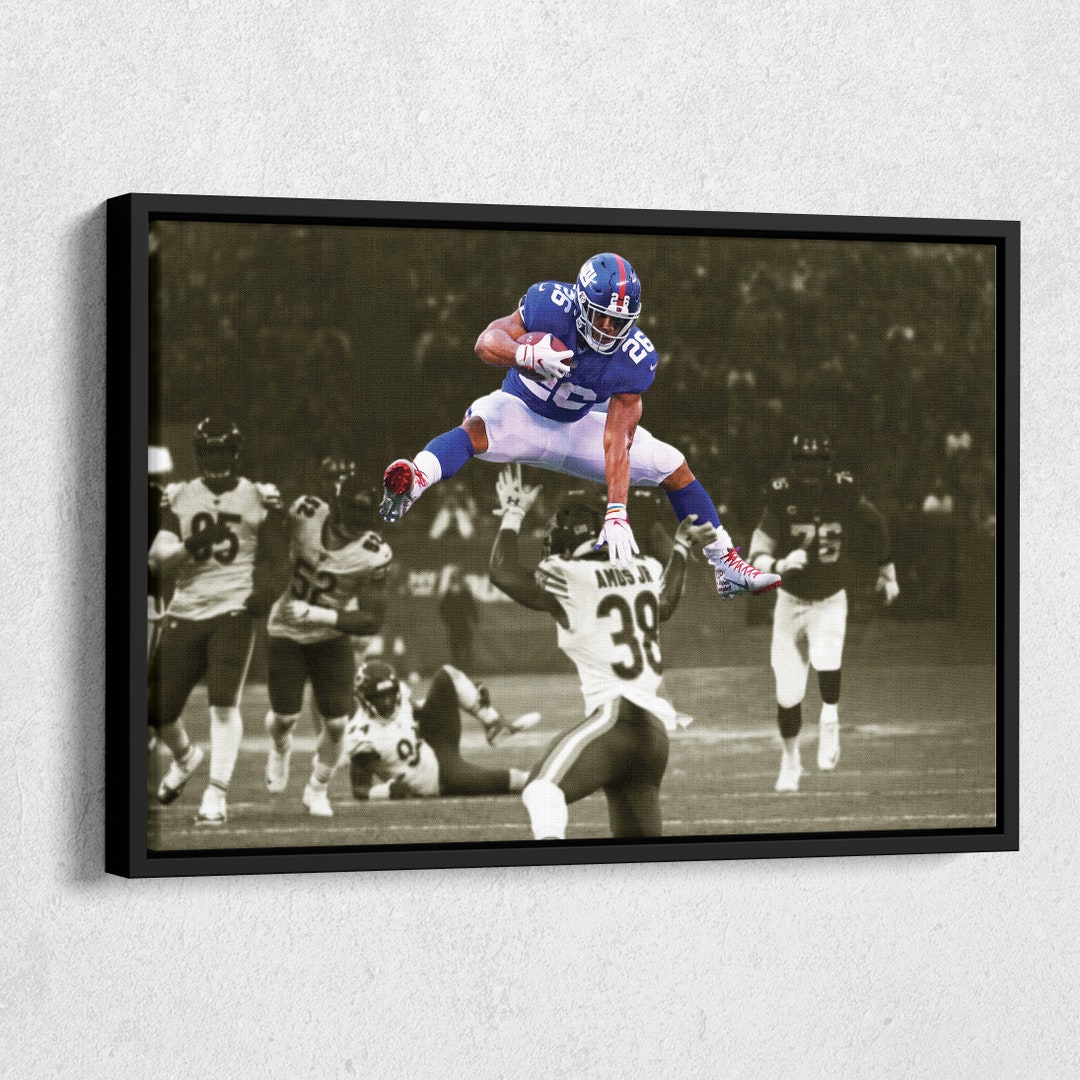 Saquon Barkley Hurdle Poster New York Giants Football Canvas Wall Art ...
