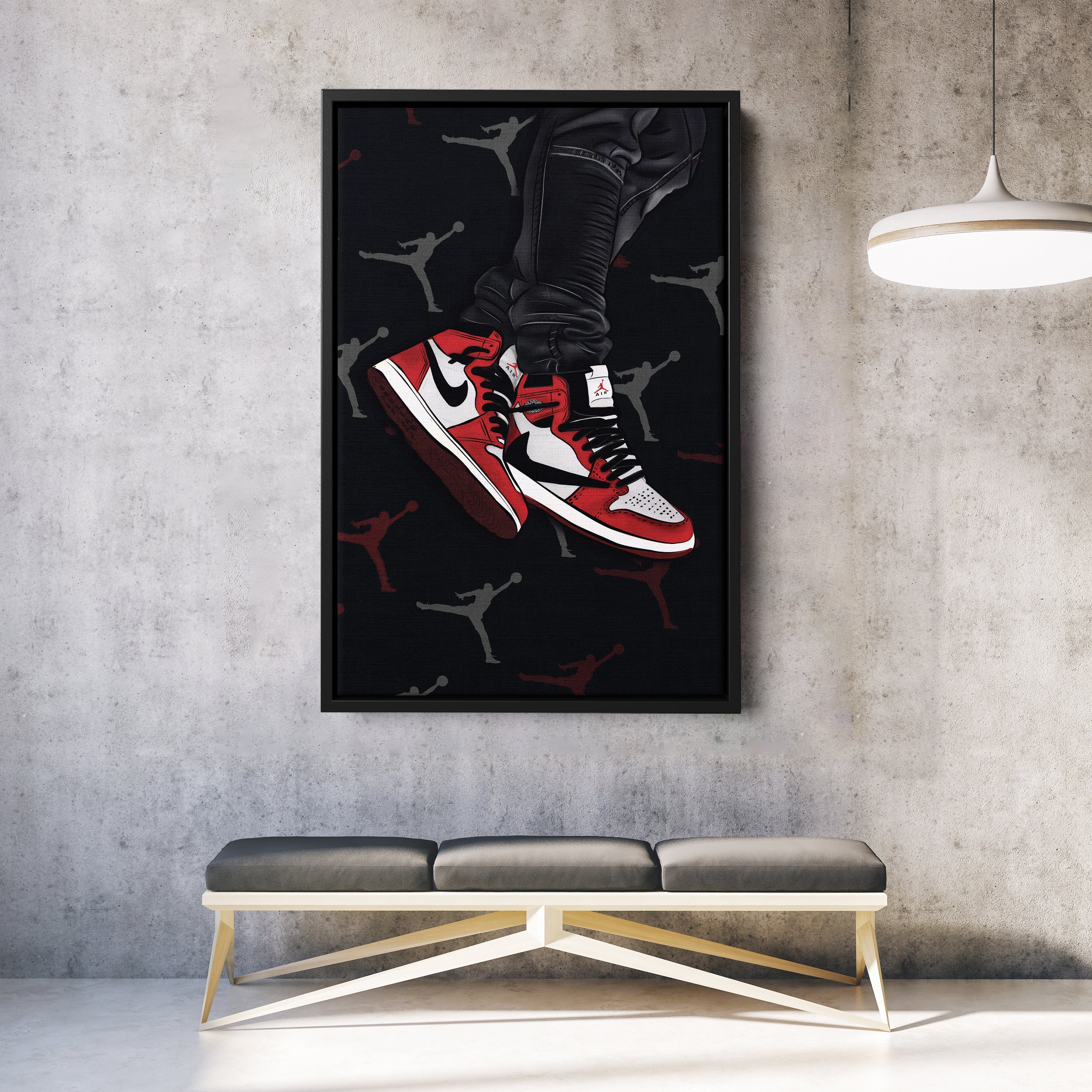 Air Jordan 1 Mid Classic Artwork Canvas Wall Art Print Home Decor ...