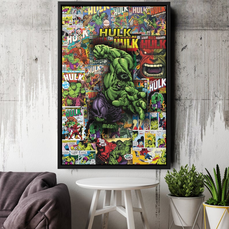 HULK Collage Art Poster Comics Canvas Wall Art Print Home Decor Framed ...