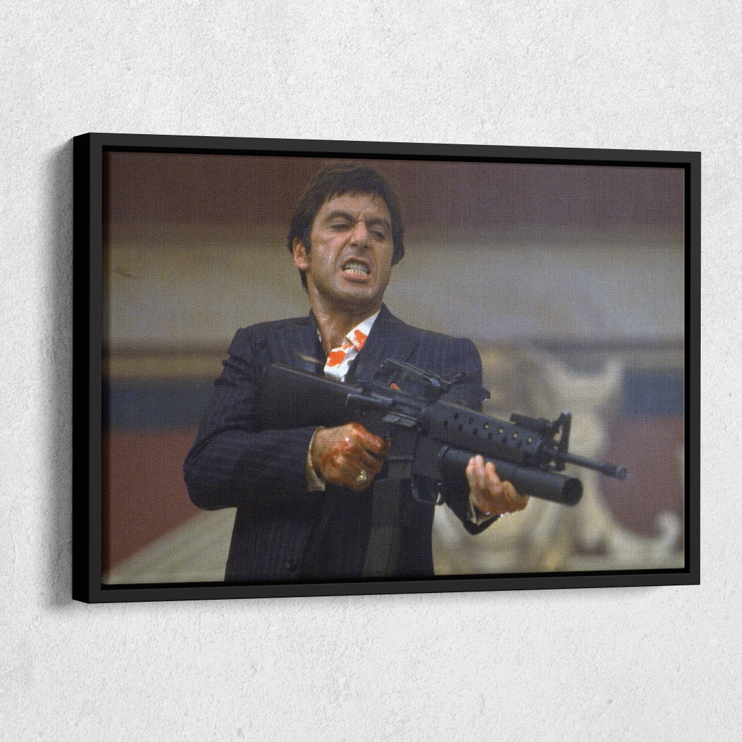 Scarface Poster Al Pacino With Gun Hand Made Posters Canvas Wall Art ...