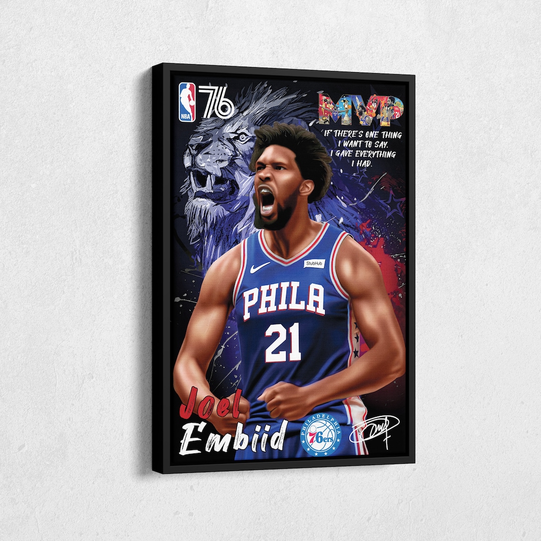 Joel Embiid Poster Philadelphia 76ers NBA Pop Art Canvas Wall Art Home ...