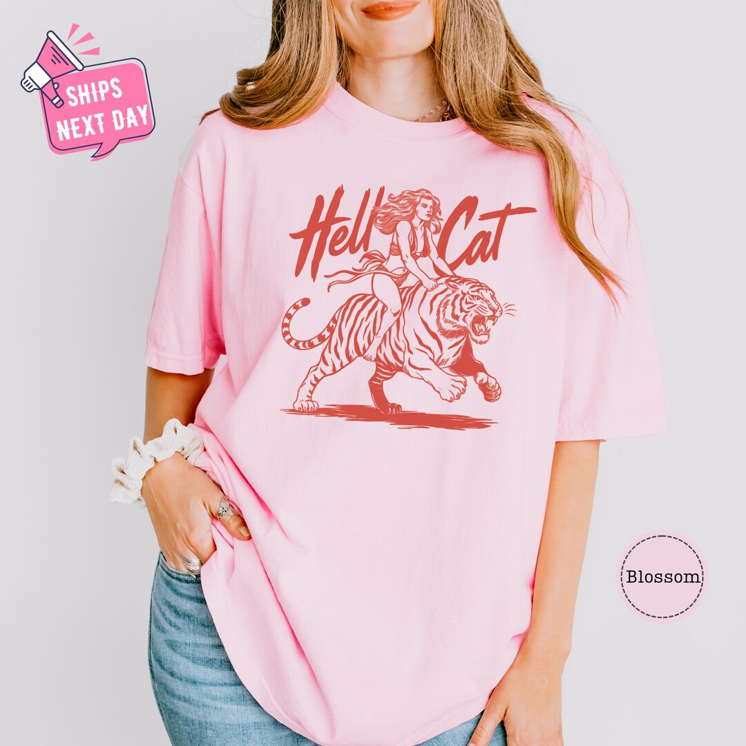 Hell Cat Shirt, Tiger Hellcat Tshirt, Cute Feminist Shirt, Womens Tiger ...
