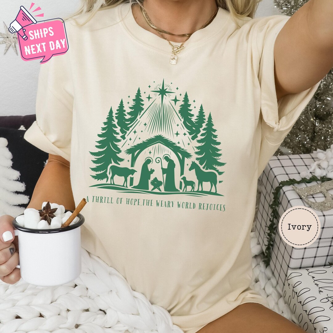 A Thrill of Hope Nativity Shirt, Christian Christmas Shirt, Religious ...