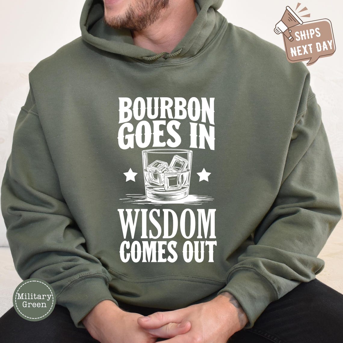 Bourbon in Wisdom Out Sweatshirt, Funny Sweaters for Men, Bourbon Gifts ...