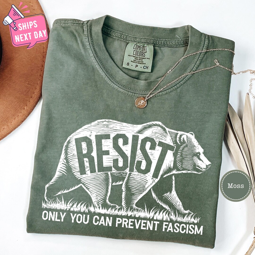 Comfort Colors Resist Bear Shirt, Political Shirts, Anti Fascism Bear ...