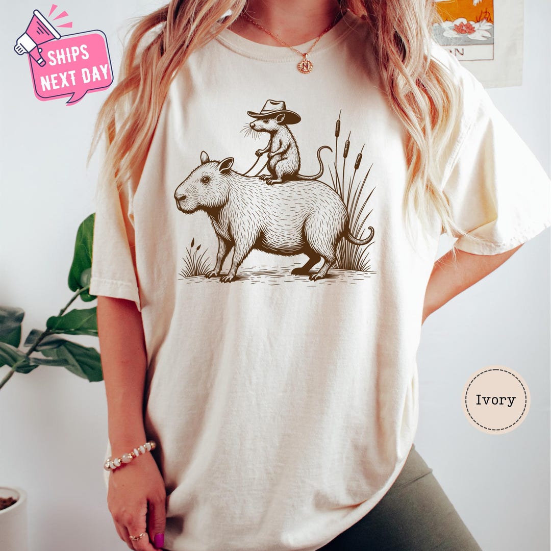 Funny Capybara Shirt, Vintage Rat and Capybara Cowboys Shirt, Capybara ...