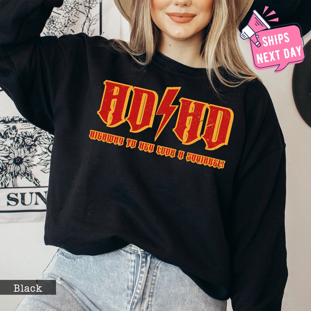 ADHD Sweatshirt, Rock N Roll Adhd Awareness, Mental Health Gift, Adhd ...