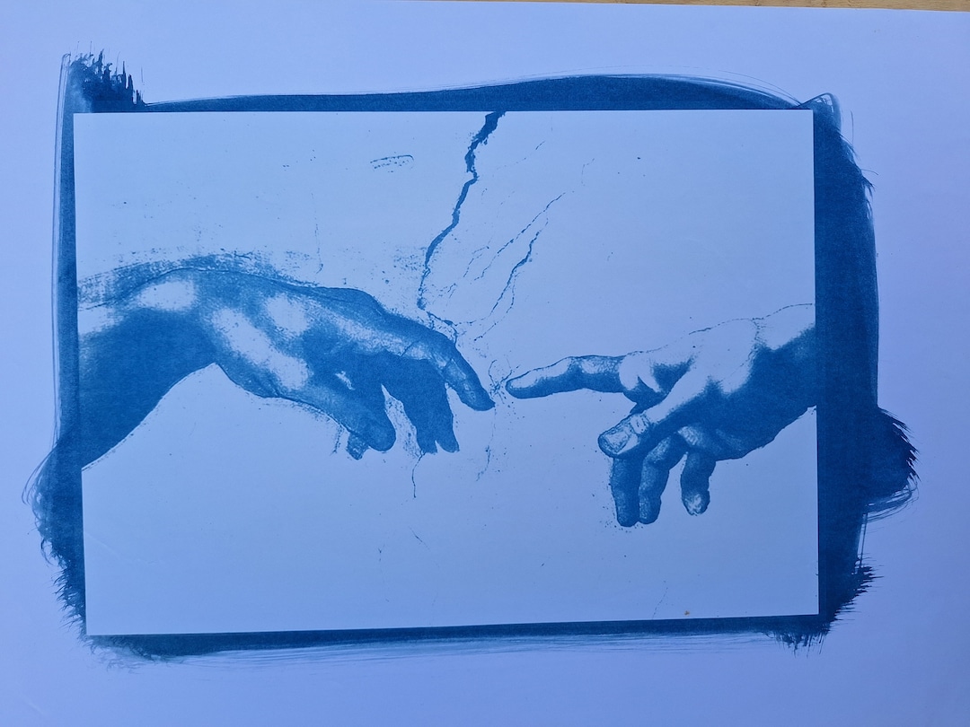 Cyanotype and Handmade Print Michelangelo Buonarroti Creation by Hands ...