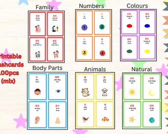 100 Themed Chinese Printable Flashcards - Fun Learning for Kids ...