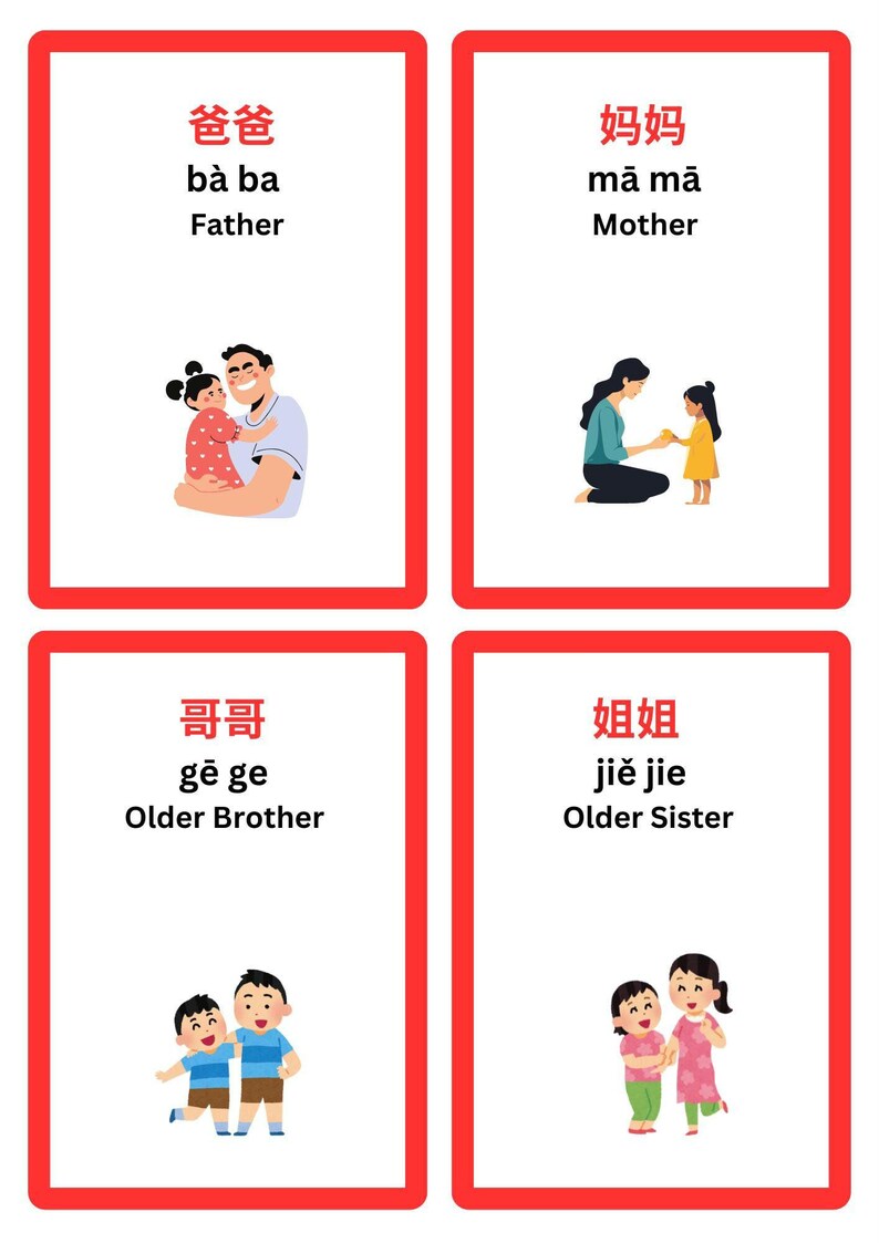 100 Themed Chinese Printable Flashcards - Fun Learning for Kids ...