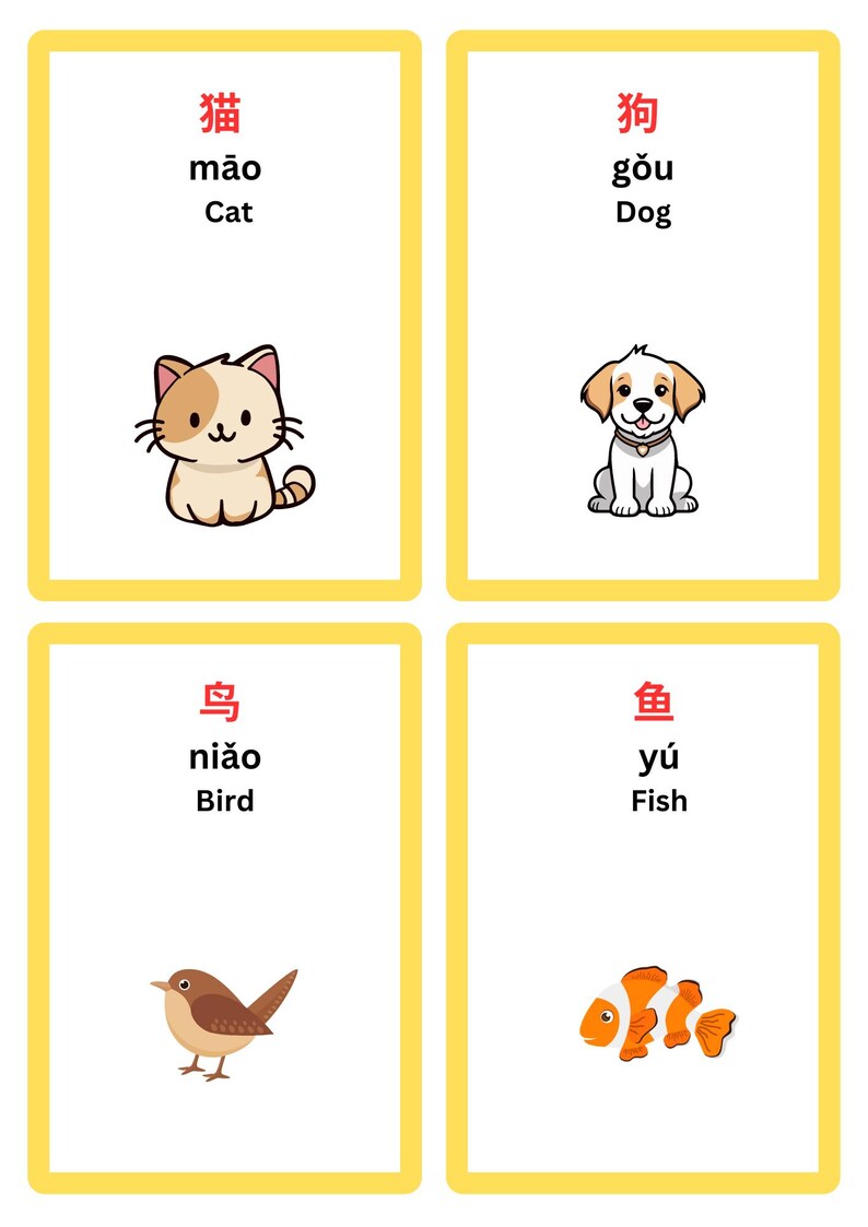100 Themed Chinese Printable Flashcards - Fun Learning for Kids ...