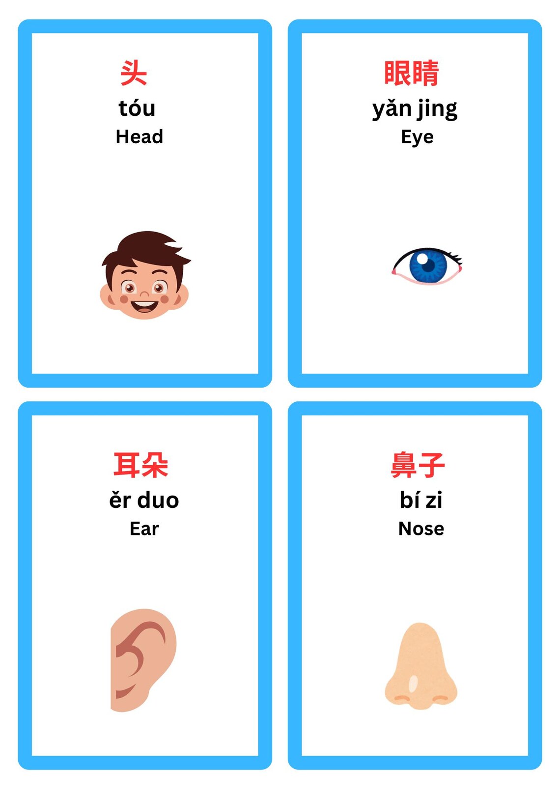 100 Themed Chinese Printable Flashcards - Fun Learning for Kids ...