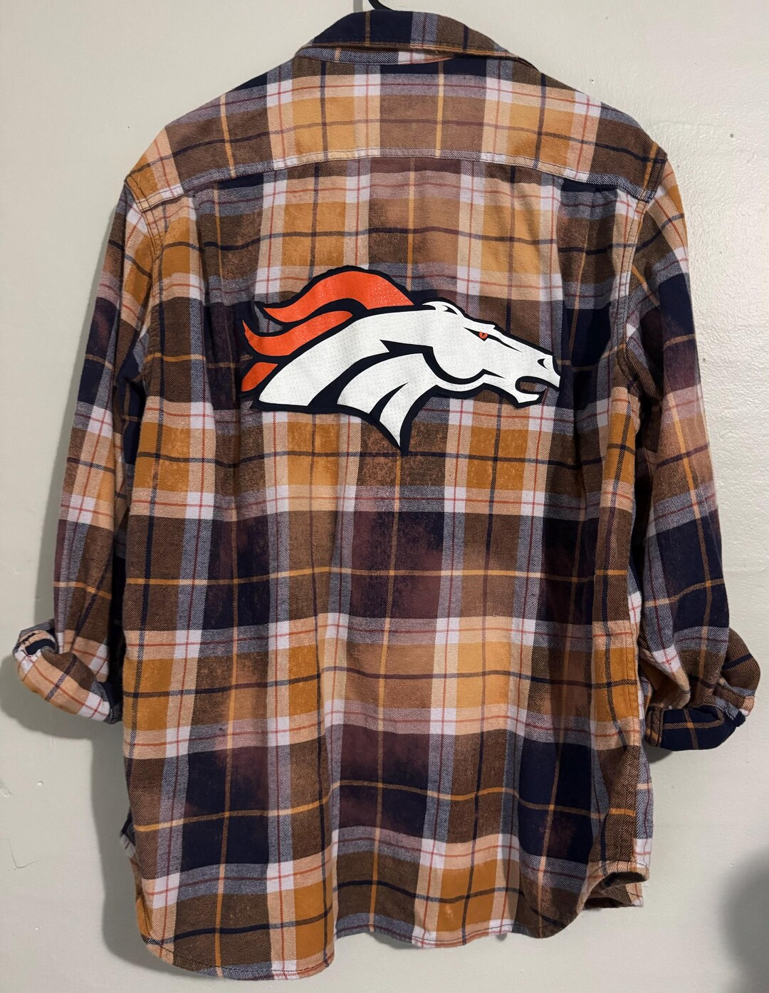 Denver Broncos Logo NFL Bleached Flannel - Etsy