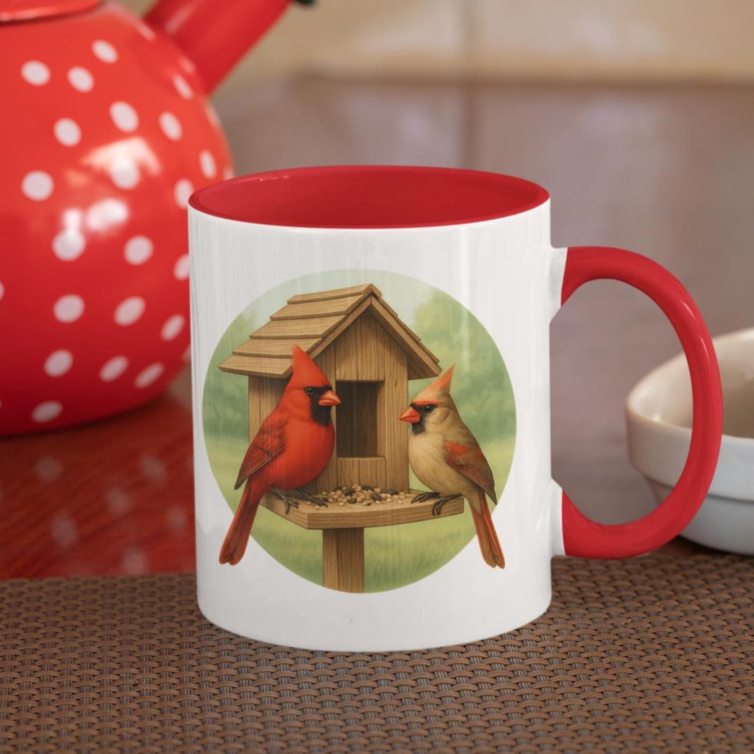 Cardinal Mug, Vibrant Bird Design, Bird Lover Gift - Etsy