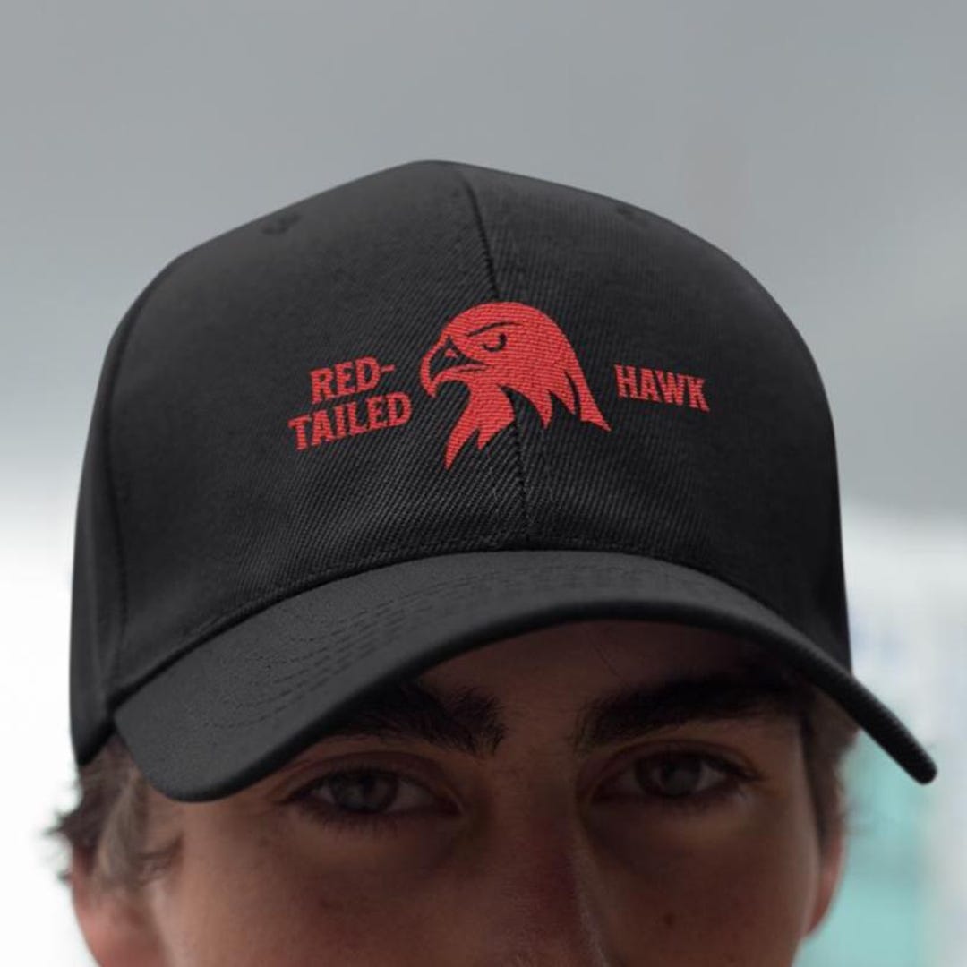 Red-tailed Hawk Embroidered Denim Hat | Birdwatching Cap - Etsy